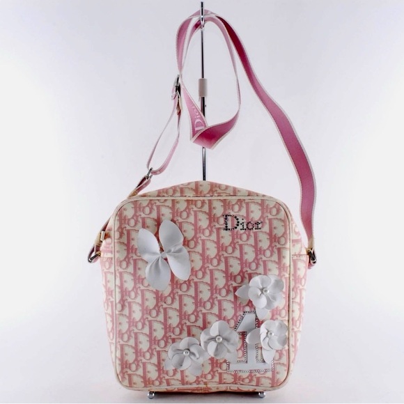 Dior | Bags | Christian Dior Pink Monogram Rhinestone Flower Pattern ...